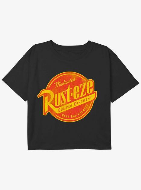 Disney Pixar Cars Rusteze Logo Youth Girls Boxy Crop T-Shirt - BLACK ...