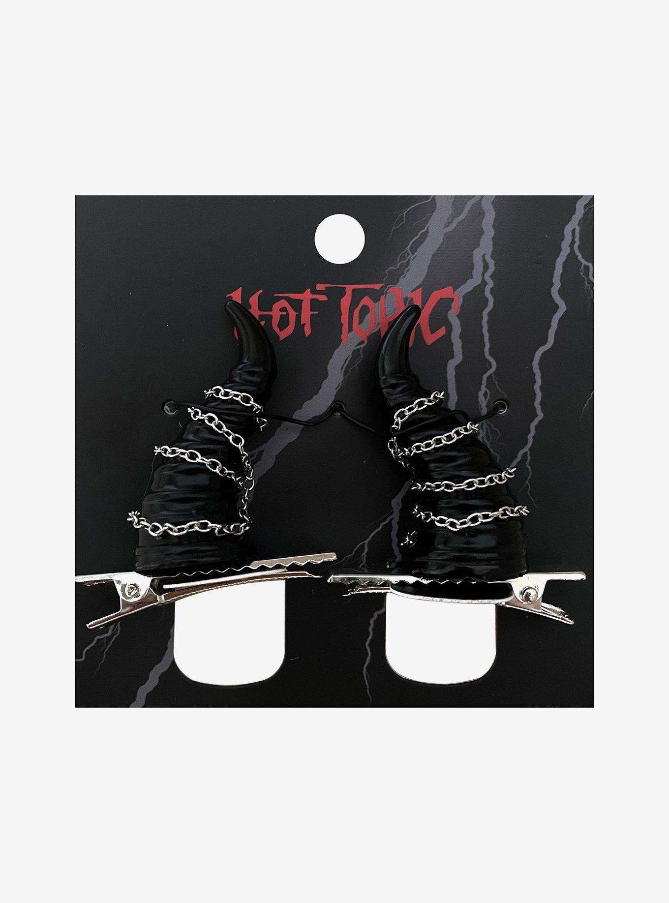 Black Chain Horn Hair Clip Set | Hot Topic
