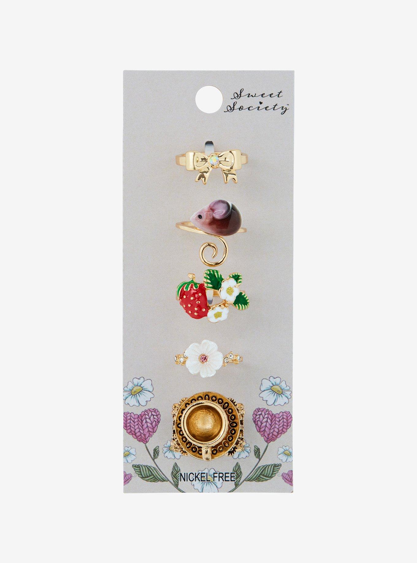 Sweet Society Tea Party Strawberry Floral Ring Set | Hot Topic