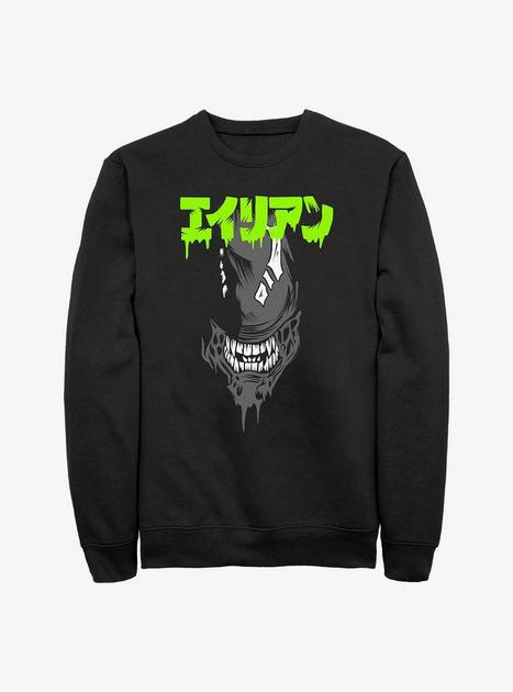 Alien Big Face Kanji Sweatshirt - BLACK | BoxLunch