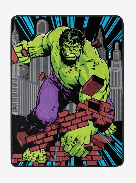Marvel Hulk Breaking Bricks Micro Raschel Throw | Hot Topic