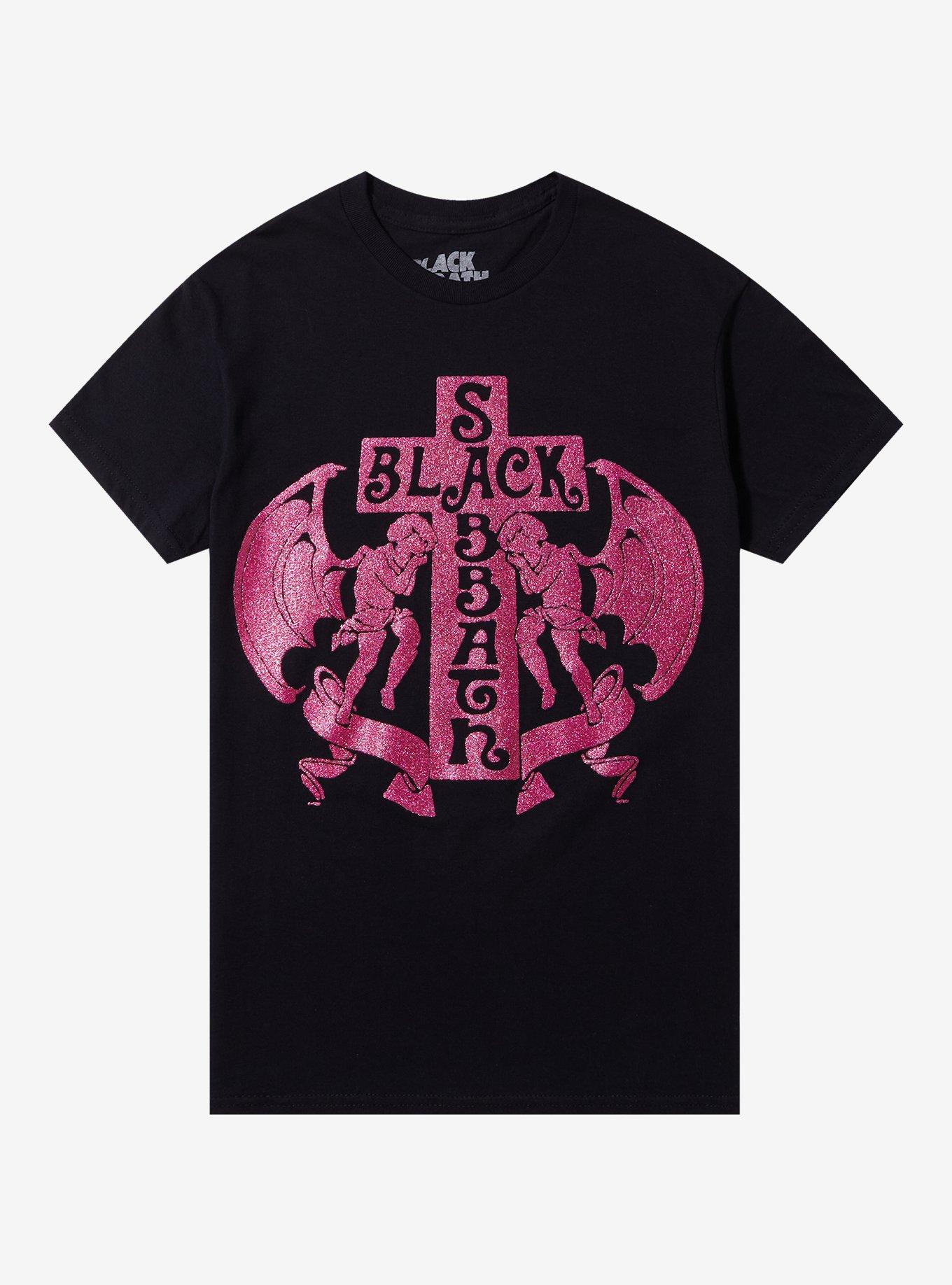 Black Sabbath Angels Pink Glitter Boyfriend Fit Girls T-Shirt | Hot Topic