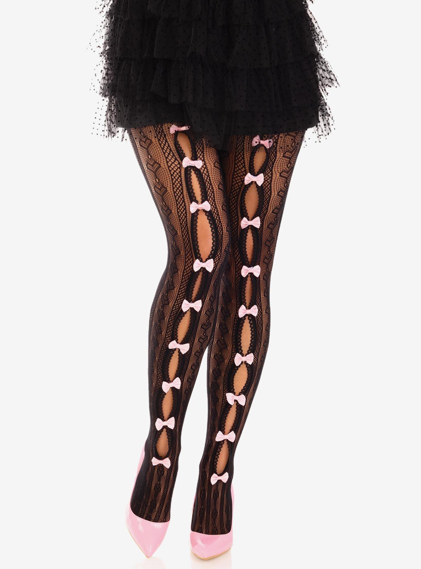 Sweetheart Keyhole Mini Bow Tights Black Hot Topic