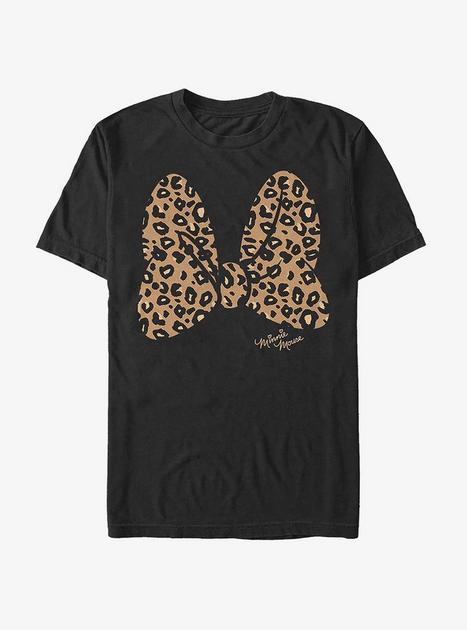 Disney Minnie Mouse Animal Print Bow Garment Dye T-Shirt - BLACK | Hot ...