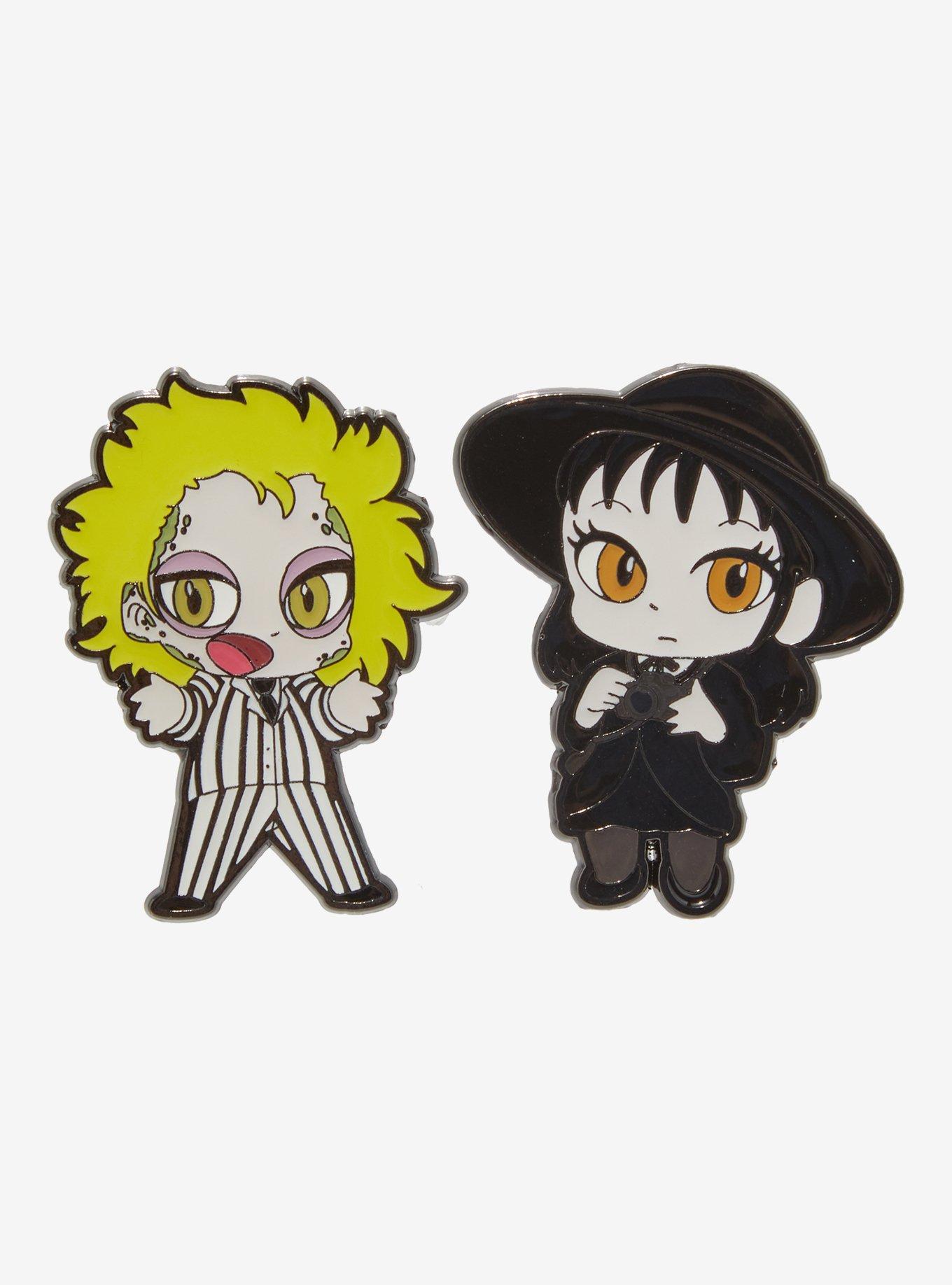 Hot Topic Beetlejuice Chibi Lydia & Beetlejuice Enamel Pin Set at ...