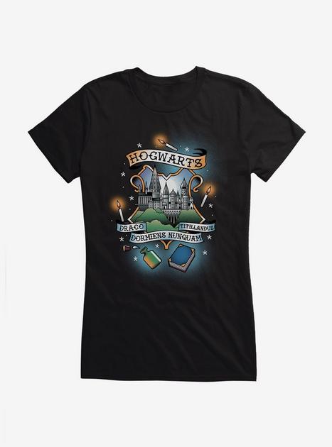 Harry Potter Hogwarts Motto Girls T-Shirt - BLACK | Hot Topic