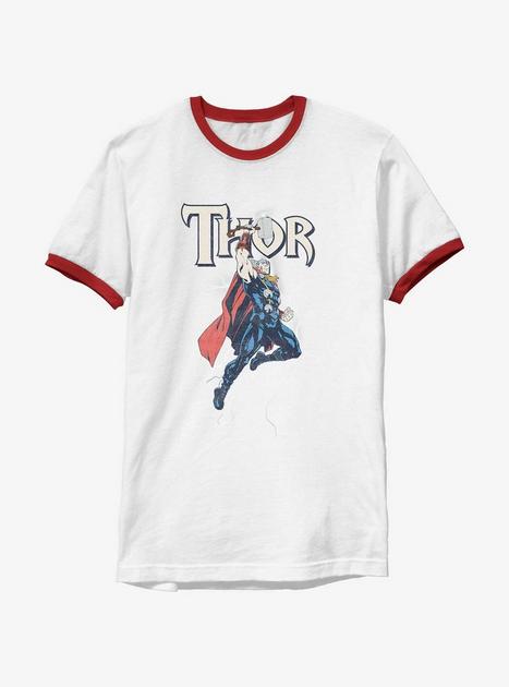 Marvel Thor Vintage Lightning Strike Thor Ringer T-Shirt - MULTI | Hot ...