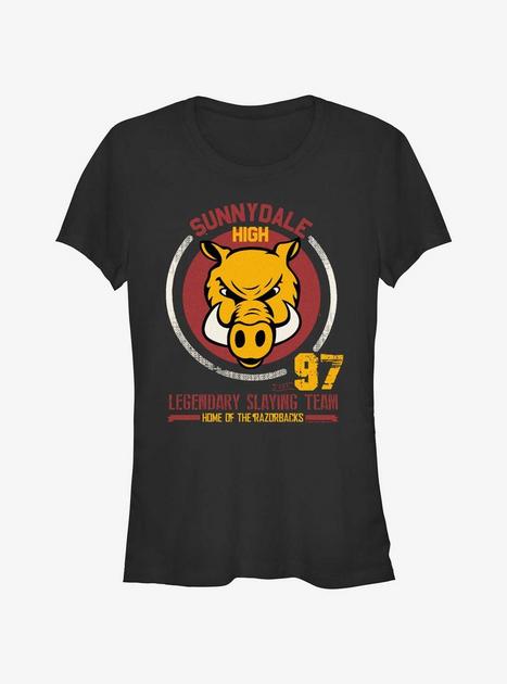 Buffy The Vampire Slayer Sundale Collegiate Girls T-Shirt - BLACK | Hot ...