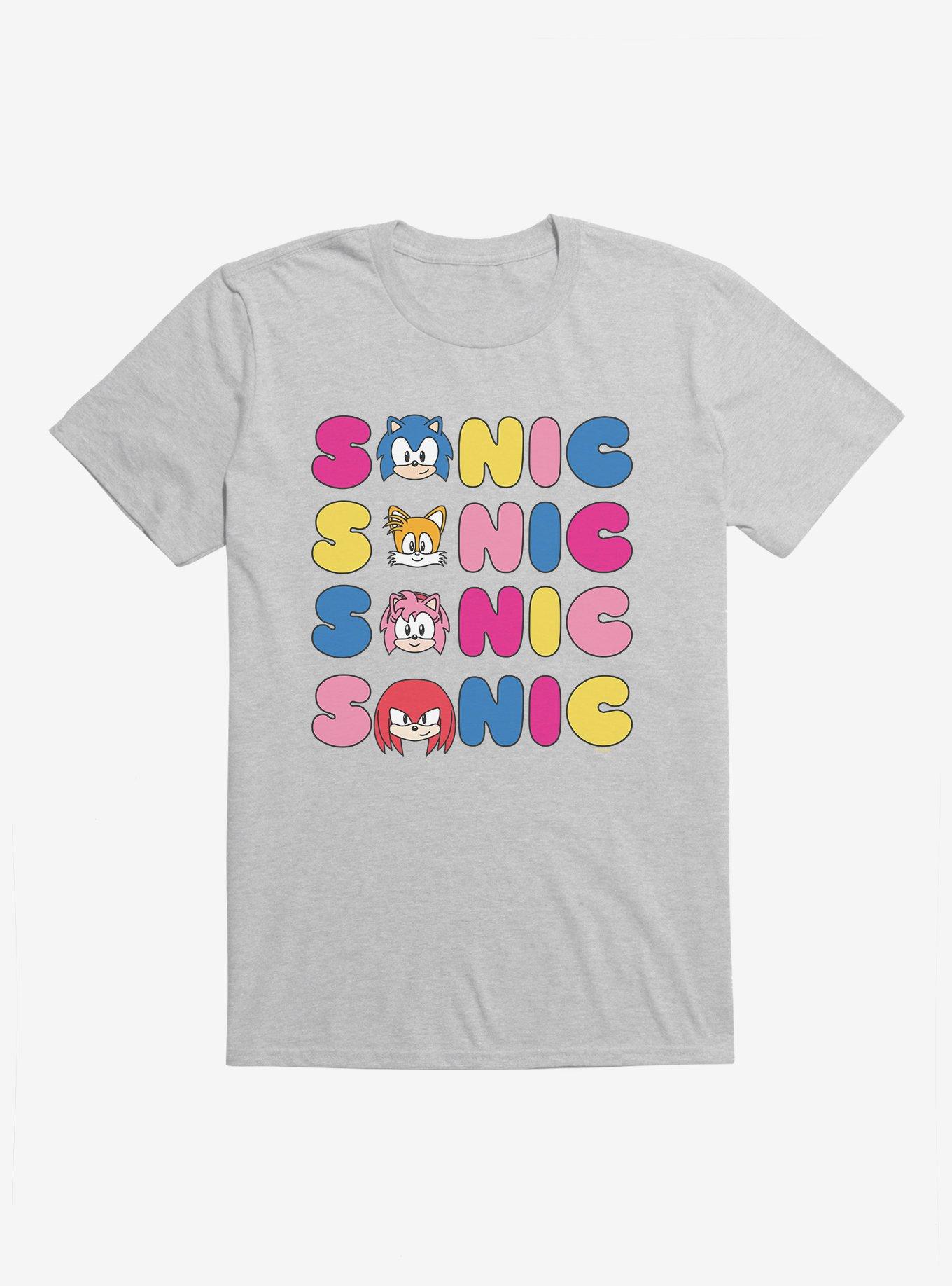 Sonic The Hedgehog Name Stack Friends T-Shirt - GREY | Hot Topic