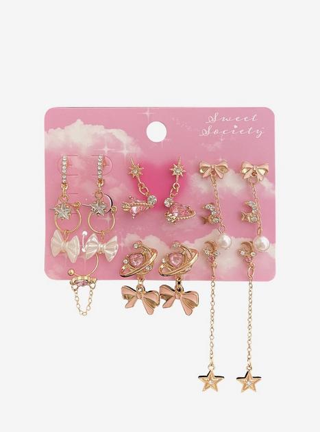 Sweet Society Bow Star Rhinestone Earring Set Hot Topic