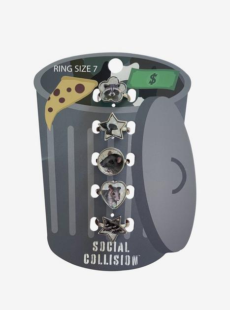 Social Collision Trash Critters Glitter Ring Set | Hot Topic