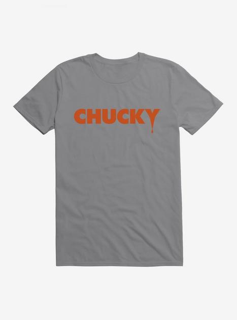 Chucky Classic Red Logo Drip T-Shirt - GREY | Hot Topic