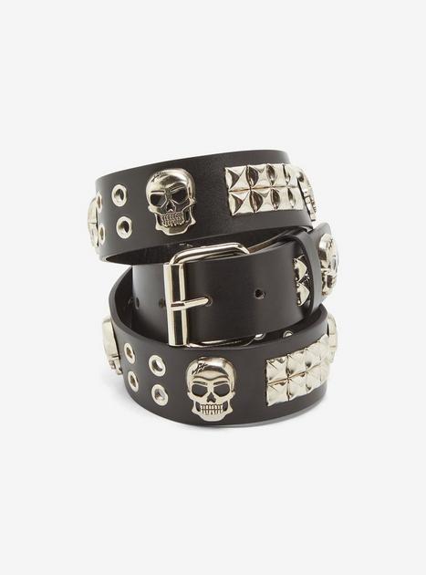 Black Pyramid Skull Grommet Belt | Hot Topic