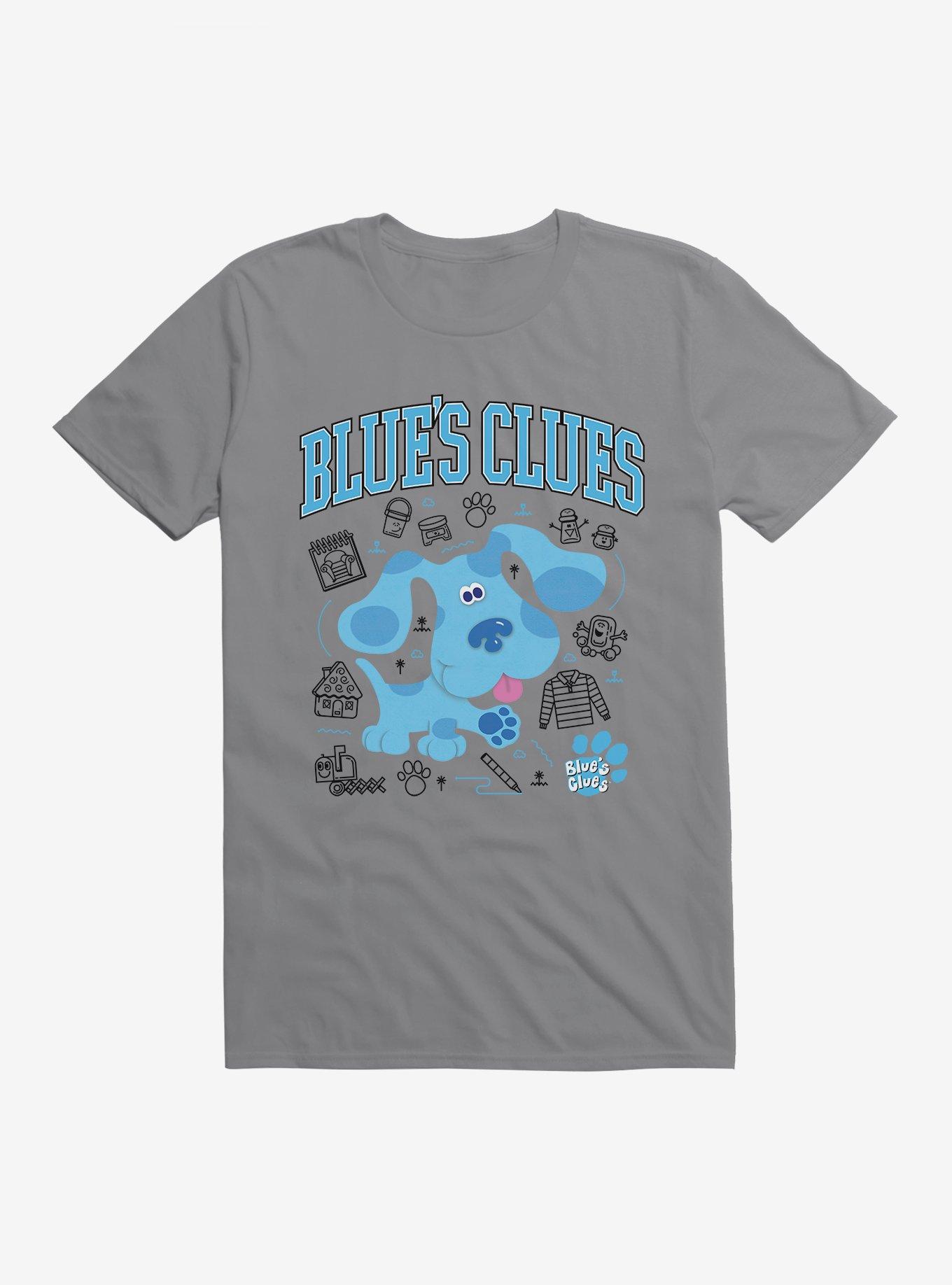 Blue's Clues Collegiate Font Icons T-Shirt - GREY | Hot Topic