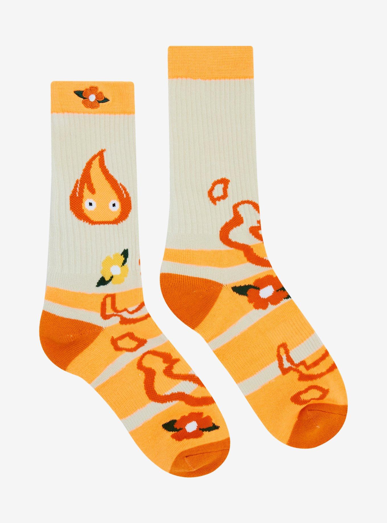 Studio Ghibli® Howl's Moving Castle Calcifer Flower Crew Socks | Hot Topic