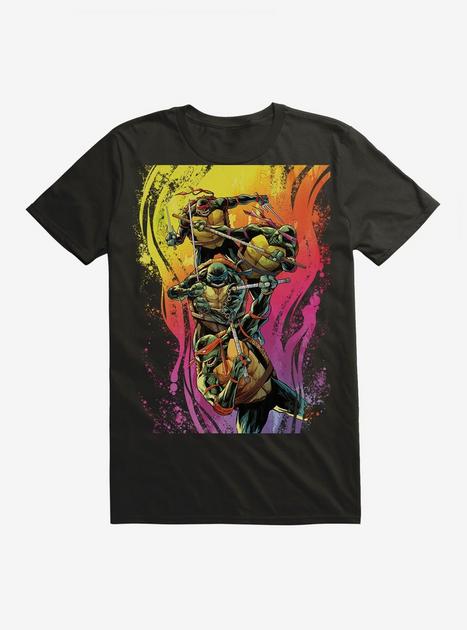 Teenage Mutant Ninja Turtles Rainbow Spray Paint Group T-Shirt - BLACK ...