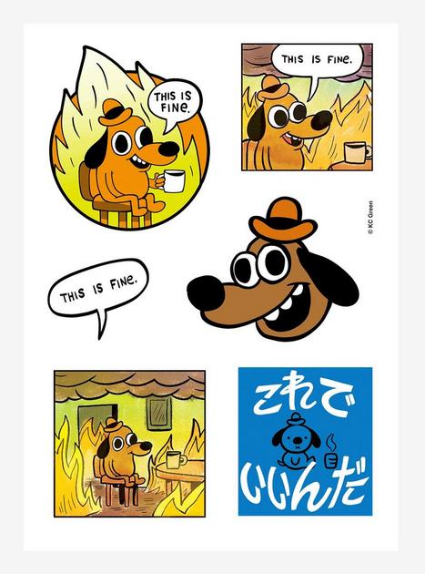 This Is Fine Meme Sticker Sheet - WHITE | BoxLunch