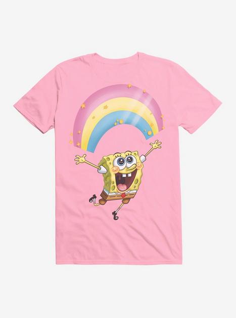 SpongeBob SquarePants Chasing Sparkle Rainbows Black T-Shirt - PINK ...