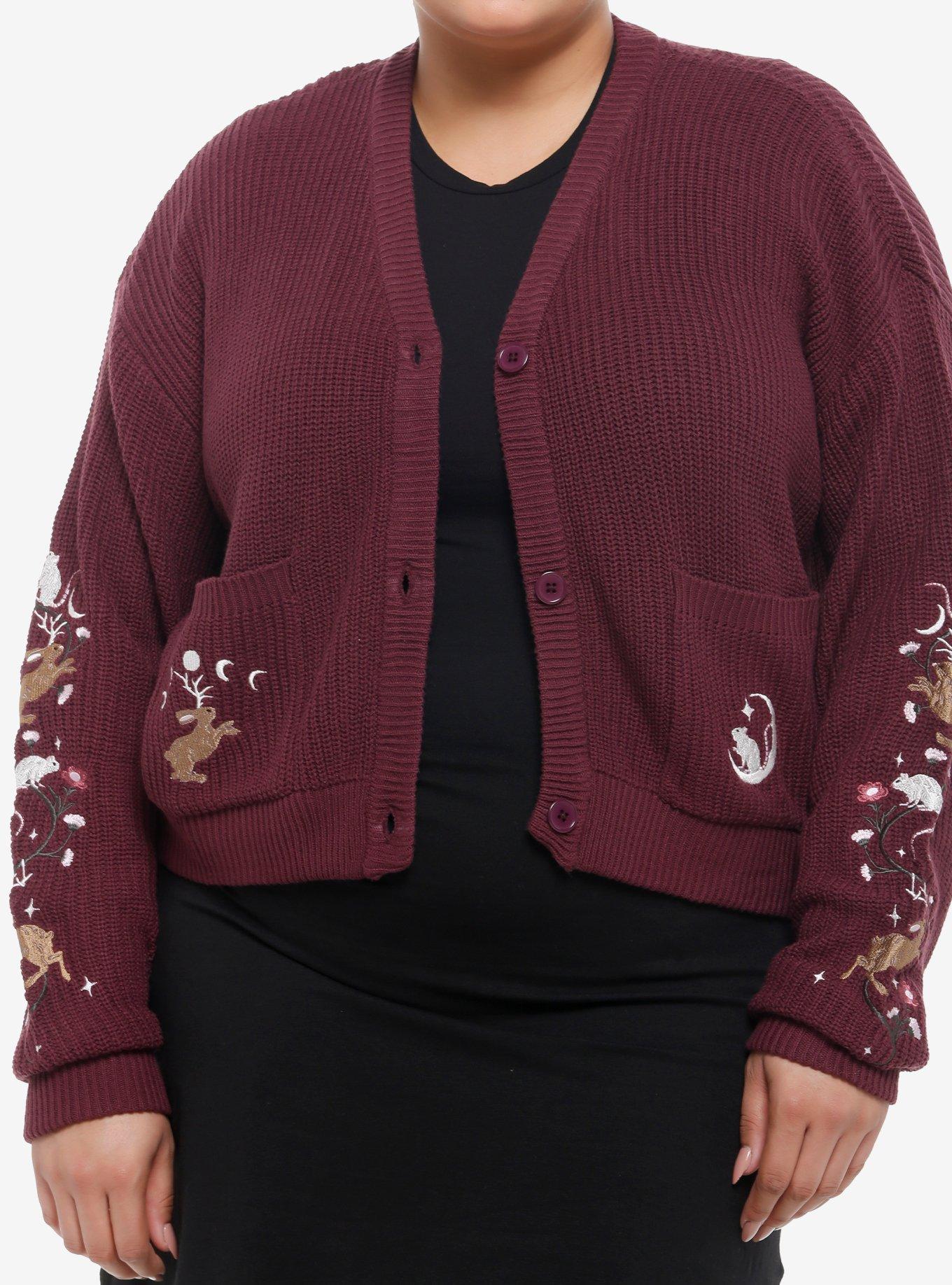 Thorn & Fable Deep Purple Rodent Embroidered Girls Cardigan | Hot Topic