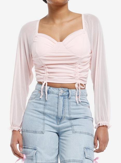 Sweet Society Pink Girls Peasant Long-Sleeve Top | Hot Topic