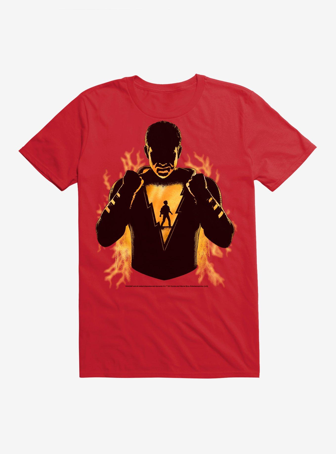 DC Comics Shazam! Billy Shadow Outline Flame Red T-Shirt - RED | Hot Topic