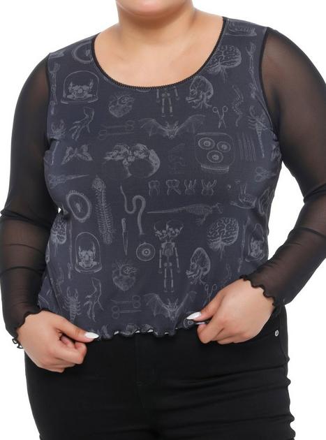 Thorn & Fable Taxidermy Mesh Girls Long-Sleeve Top Plus Size | Hot Topic