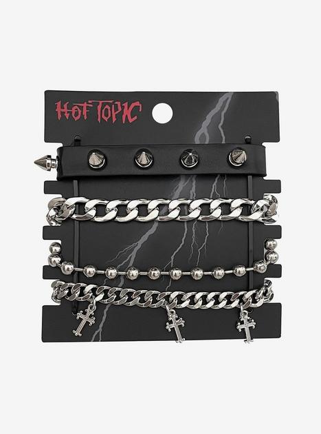 Spike Cross Chain Bracelet Set | Hot Topic