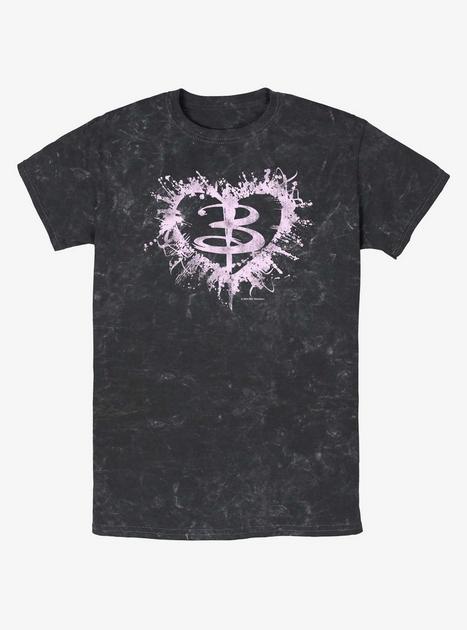 Buffy The Vampire Slayer Buffy Heart Logo Mineral Wash T-Shirt - BLACK ...