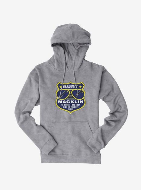 Parks And Recreation Burt Macklin Badge Hoodie - GREY | Hot Topic