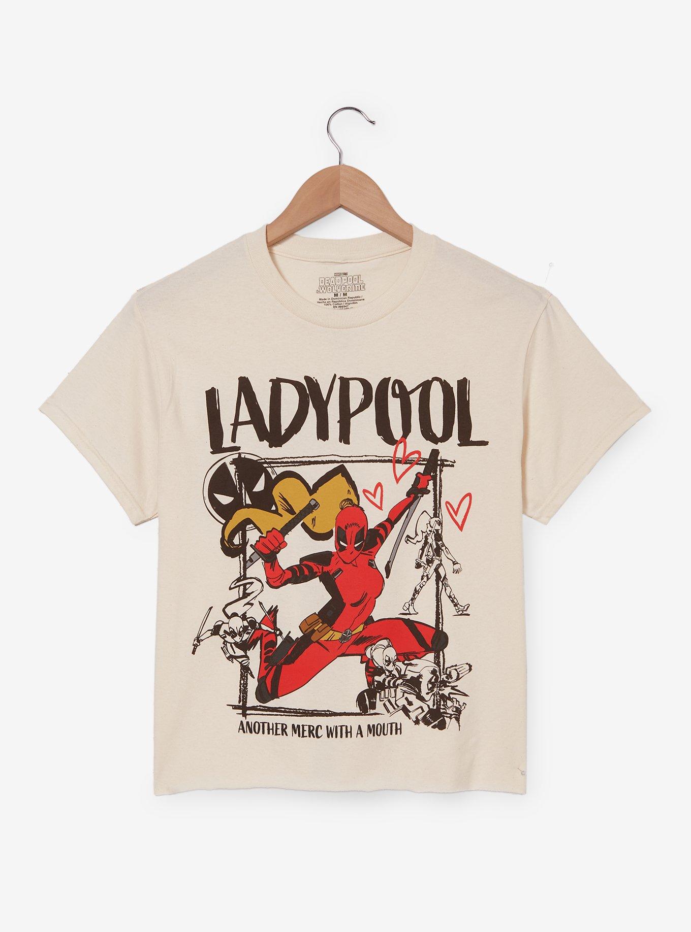 Marvel Deadpool & Wolverine Ladypool Doodle Portrait Women's Cropped T ...