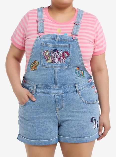 My Little Pony Mane Six Heart Denim Shortalls Plus Size | Hot Topic