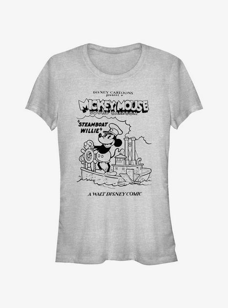 Disney Mickey Mouse Sound Cartoon Steamboat Willie Girls T-Shirt - GREY ...