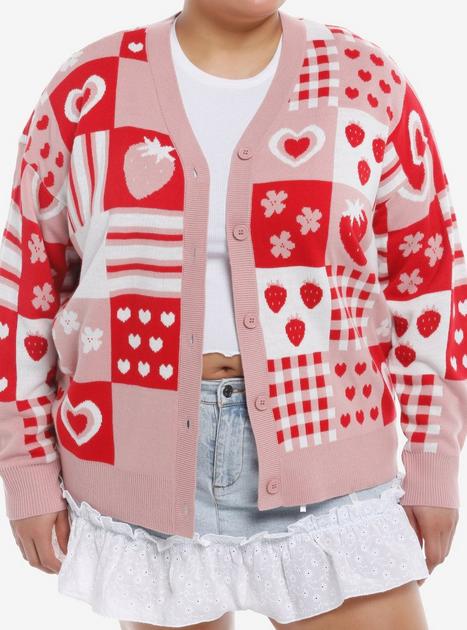 Sweet Society Strawberries Pink & Red Patchwork Girls Cardigan Plus ...
