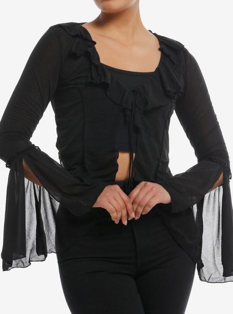 Cosmic Aura Black Ruffle Girls Bell Sleeve Shrug | Hot Topic