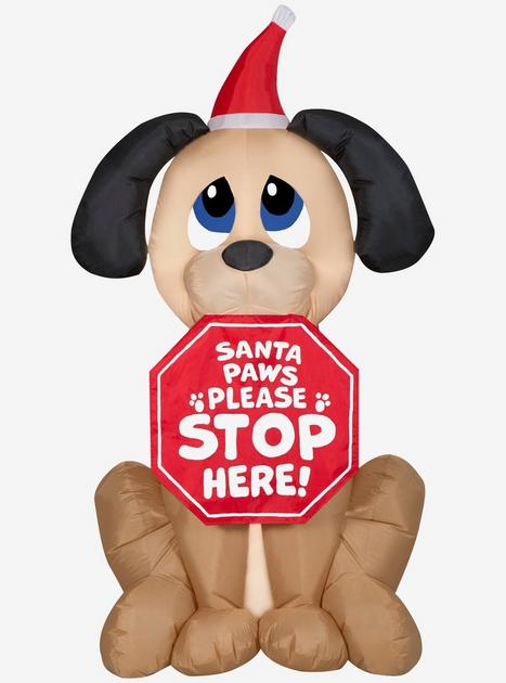 Dog with Santa Paws Sign Airblown | Hot Topic