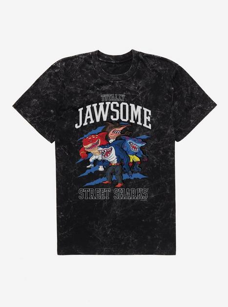 Street Sharks Totally Jawsome Mineral Wash T-Shirt - BLACK | BoxLunch