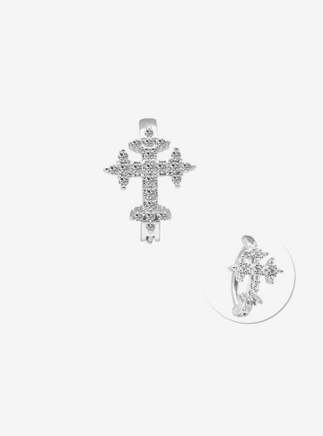 Steel Silver Cross Hinged Clicker | Hot Topic