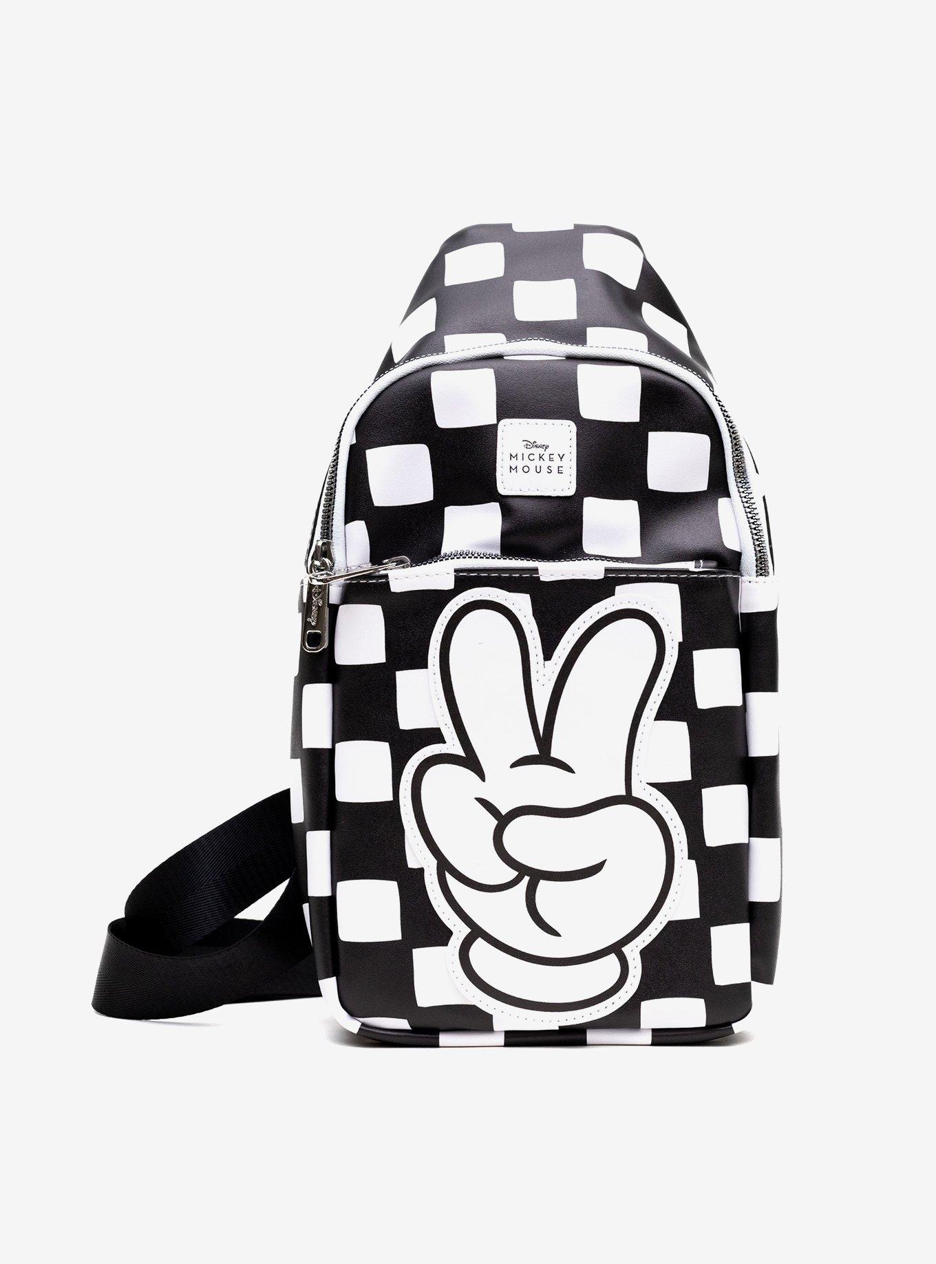 Disney Mickey Mouse Peace Fingers Checkered Crossbody Sling Bag | Hot Topic