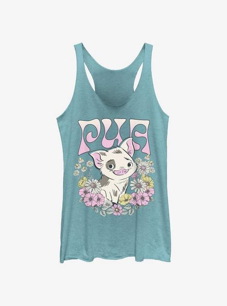 Disney Moana Pua Floral Wreath Womens Tank - BLUE | BoxLunch
