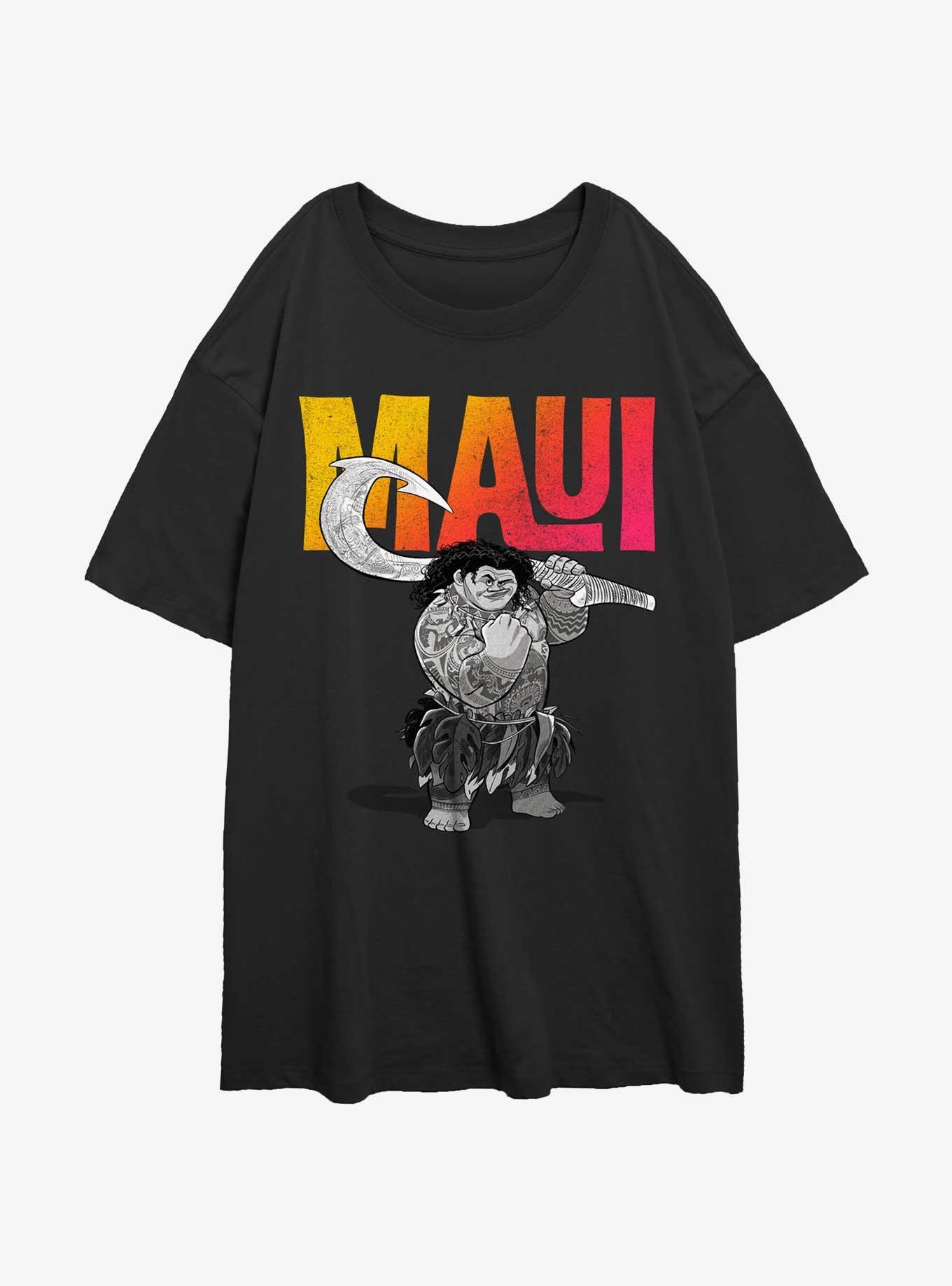 Disney Moana Maui Pose Womens Oversized T-Shirt - BLACK | BoxLunch