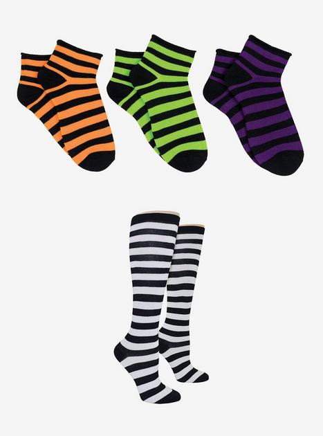 Halloween Stripes 4-Pair Sock Bundle | Hot Topic