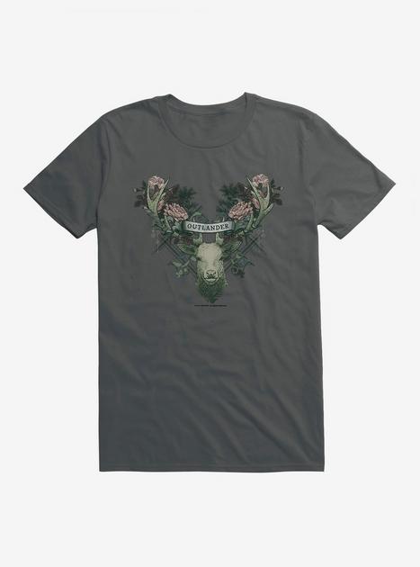 Outlander Floral Deer T-Shirt - GREY | Hot Topic