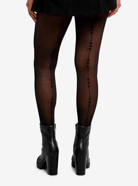 Black Back Star Seam Tights | Hot Topic
