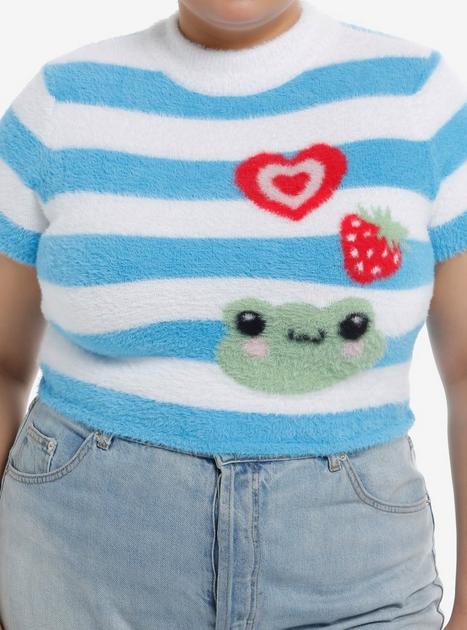 Sweet Society Frog Strawberry Stripe Girls Fuzzy Baby T-Shirt Plus Size ...