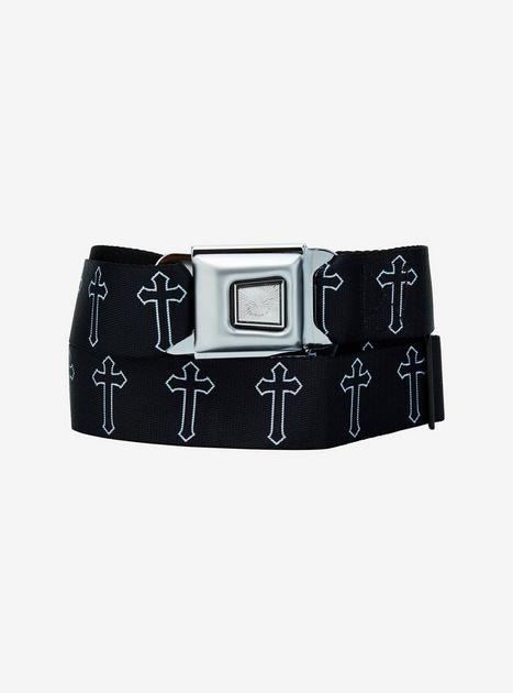 Black & White Cross Seatbelt Belt | Hot Topic