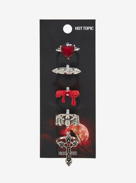 Cross Blood Heart Ring Set | Hot Topic