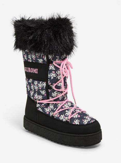 Kuromi Face Fuzzy Puffer Boots | Hot Topic
