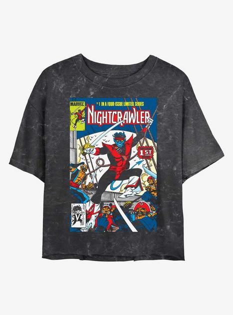 Marvel X-Men Nightcrawler Comic Cover Girls Mineral Wash Crop T-Shirt ...