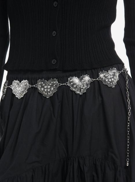 Silver Heart Chain Belt | Hot Topic