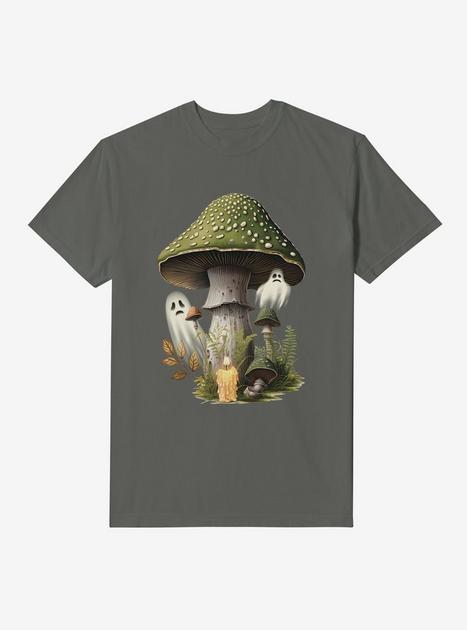 Ghostly Mushrooms Garment Dye T-Shirt - GREY | Hot Topic